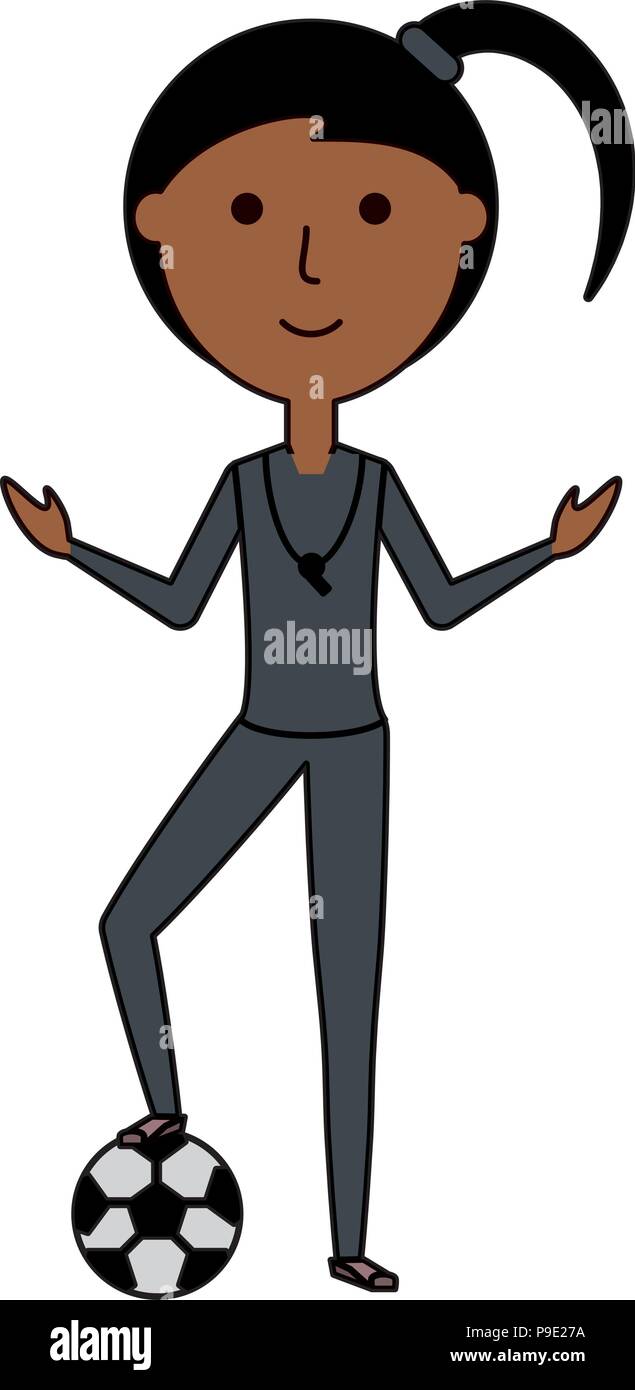 Cartoon woman coach of football icon over white background, vector ...