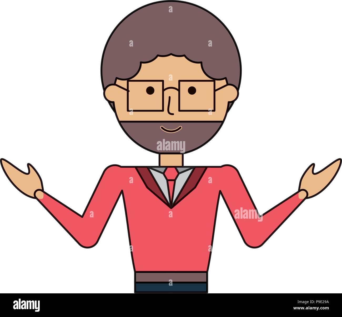 cartoon man with arms open icon over white background, vector ...