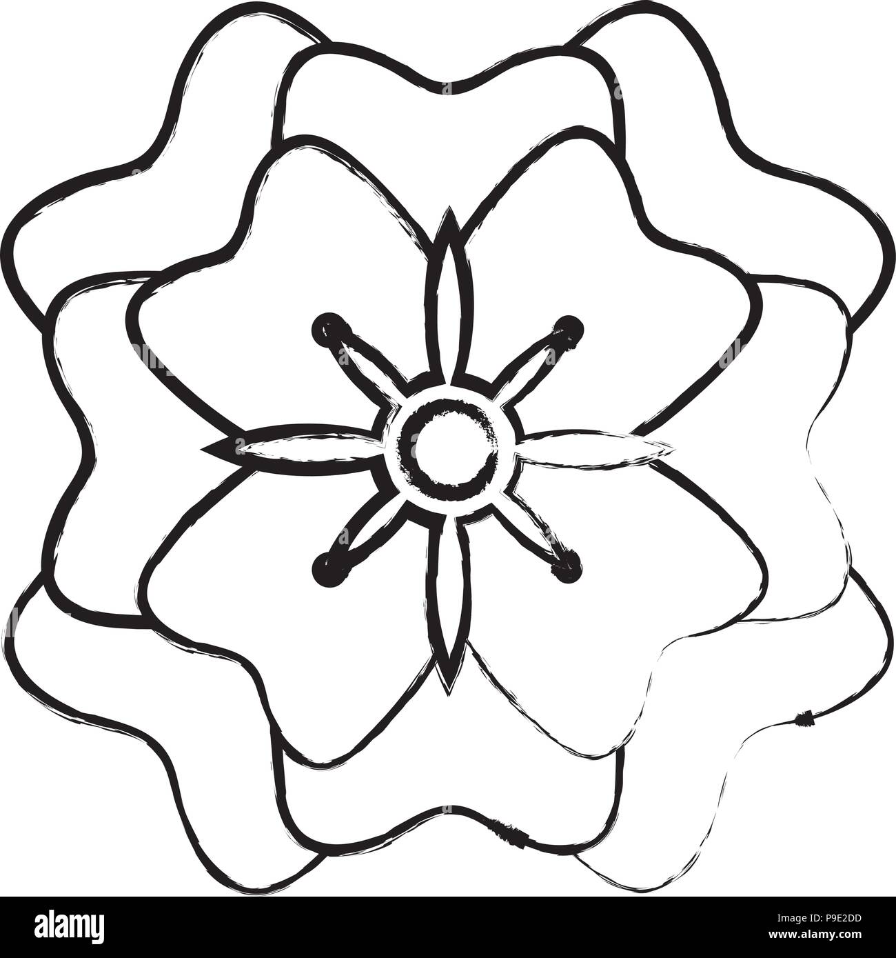 sketch of beautiful flower icon over white background, vector ...