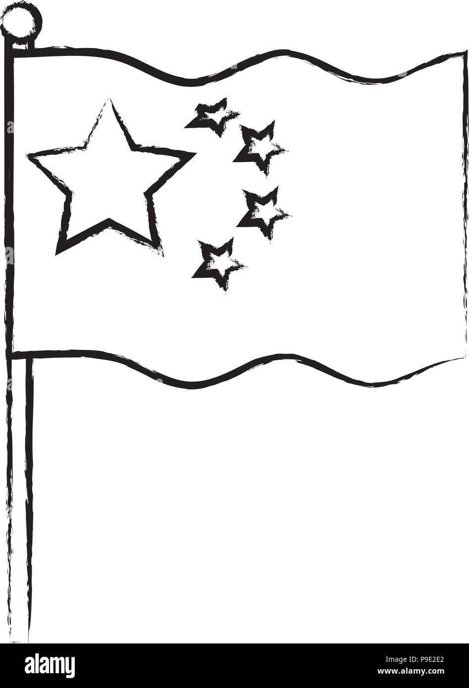 waving china flag icon over white background, vector illustration Stock ...