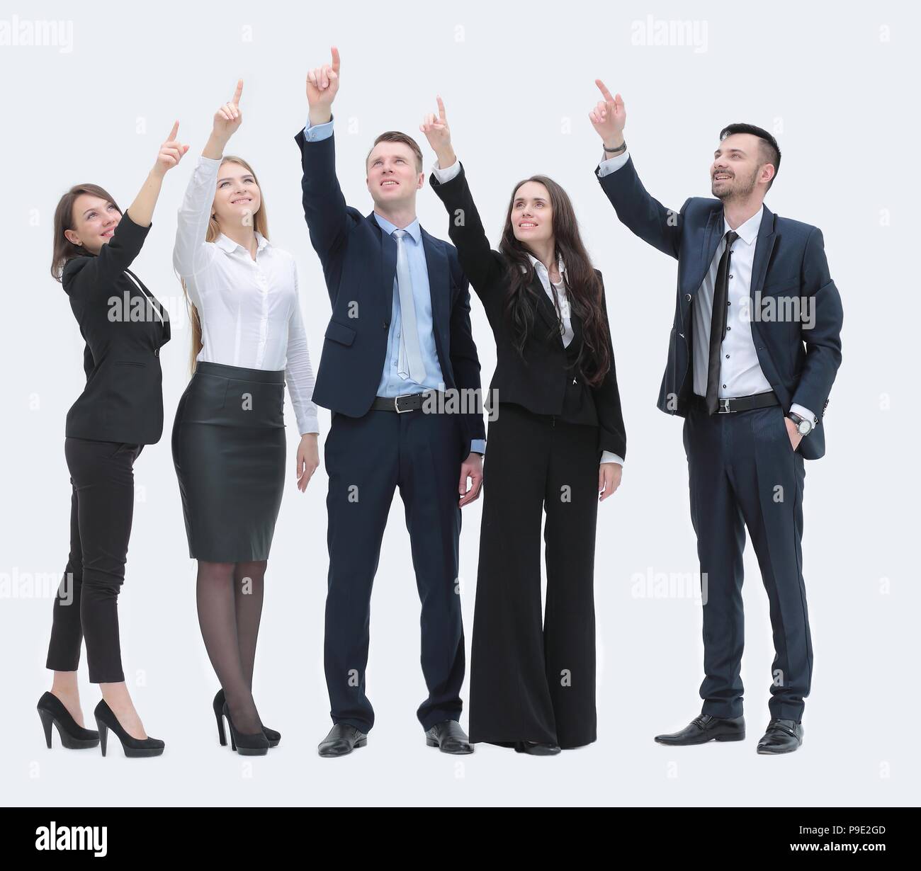 business team pointing hands forward Stock Photo - Alamy