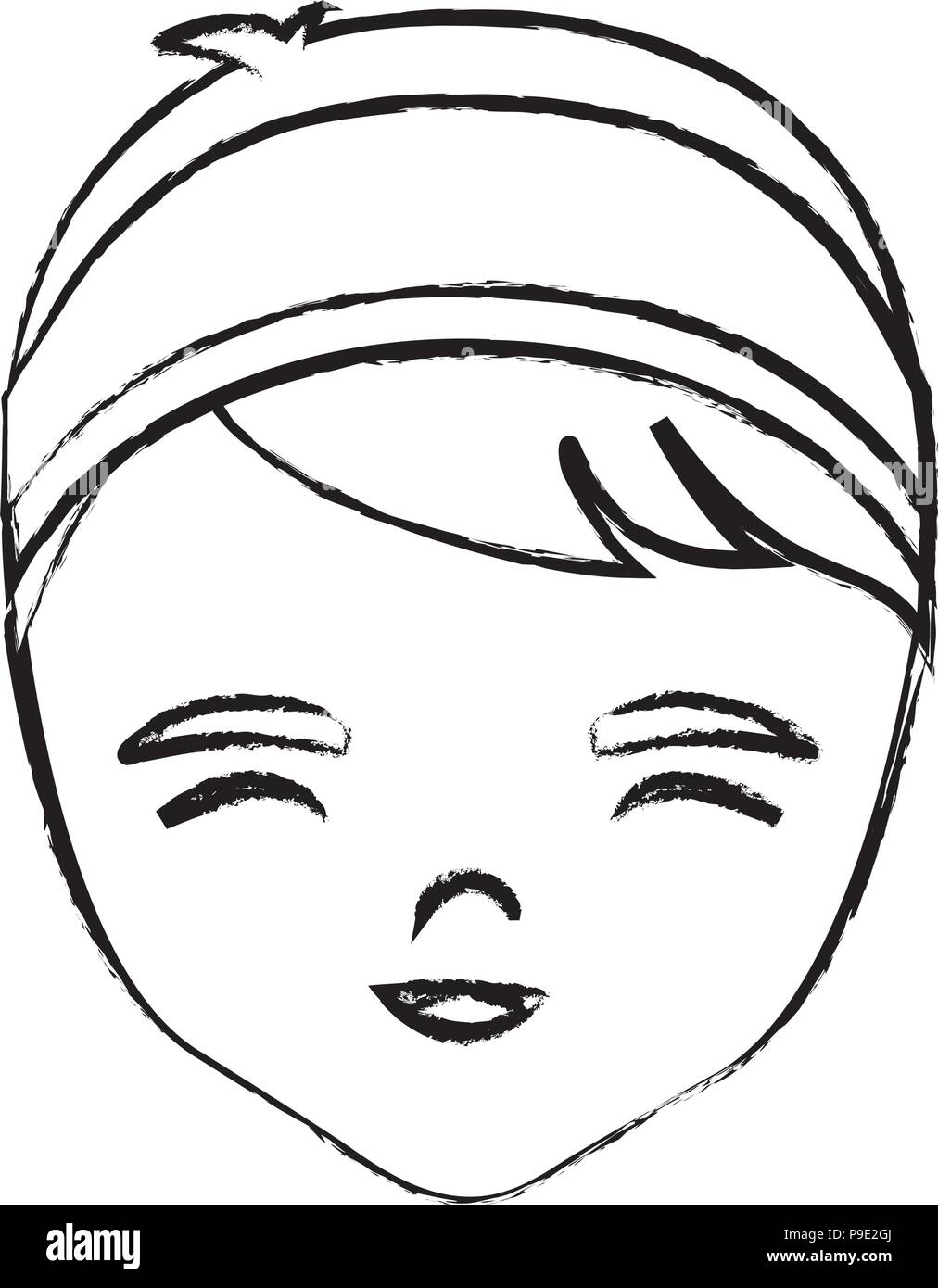 Taiwanese man face icon over white background, vector illustration ...