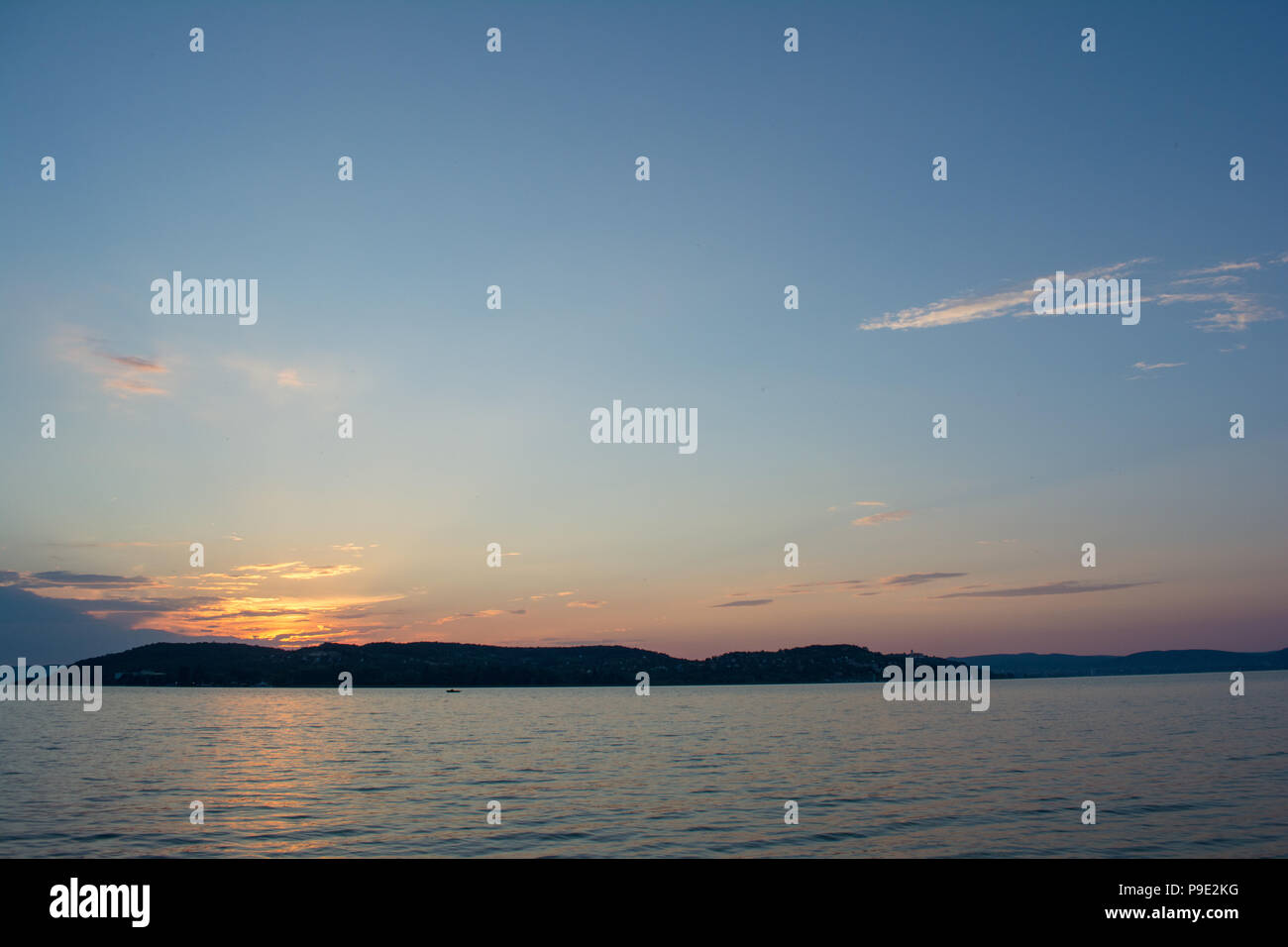 Beautiful sunset above the lake Balaton Stock Photo - Alamy