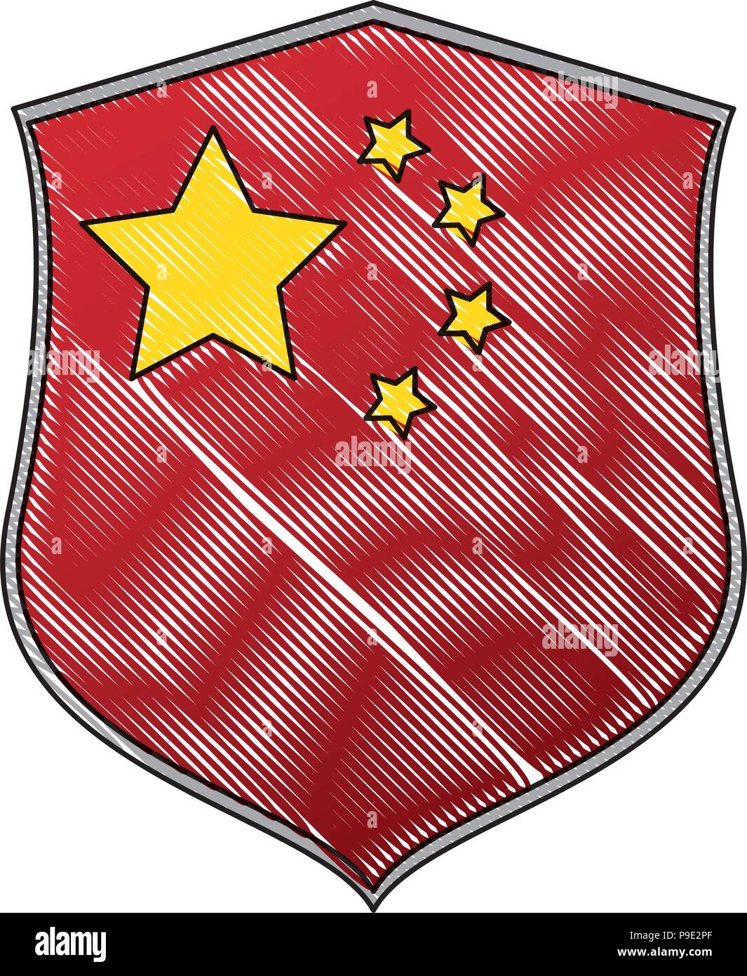 shield with china flag design over white background, vector ...
