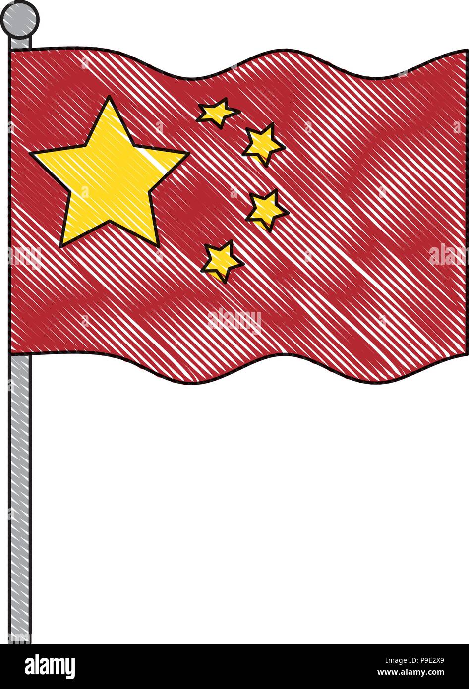 waving china flag icon over white background, vector illustration Stock ...