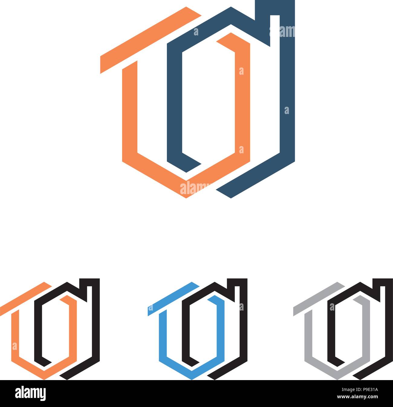 House Real Estate Hexagon Chain Line Symbol Stock Vector Image & Art ...