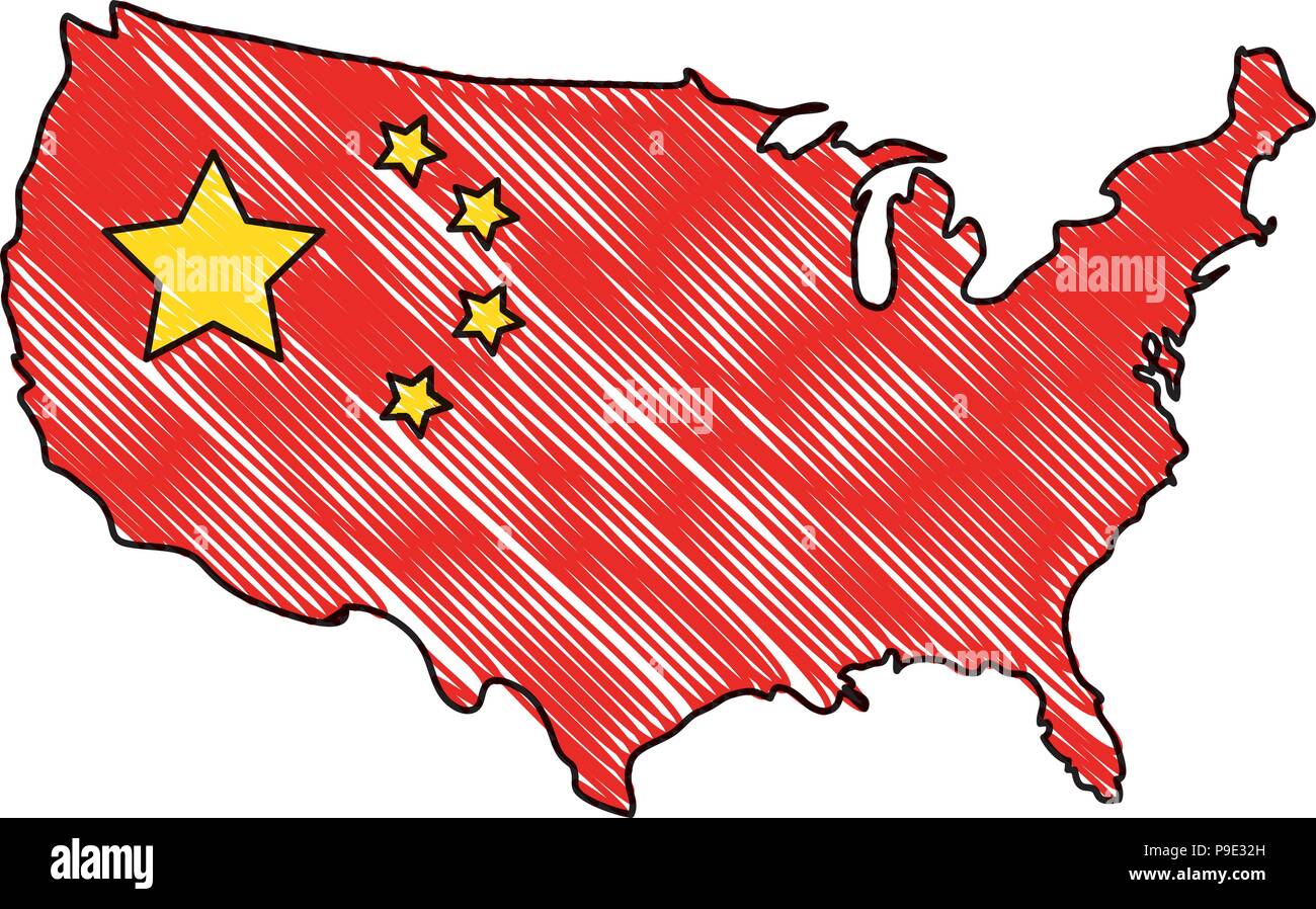 china flag in map shape icon over white background, vector illustration ...