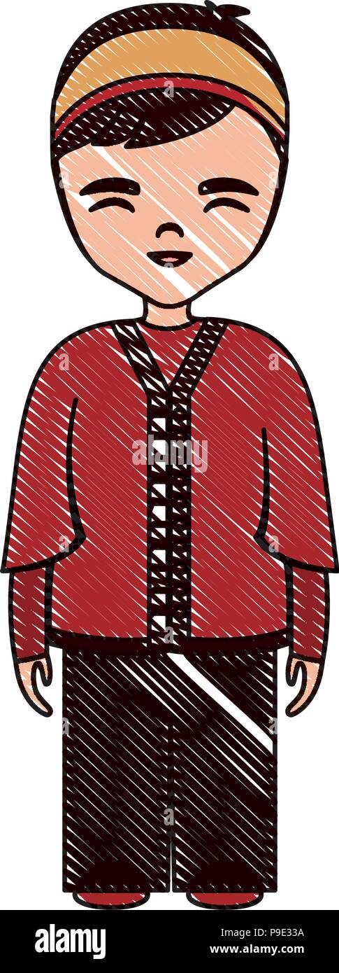 Cartoon man with traditional costume of taiwan icon over white ...