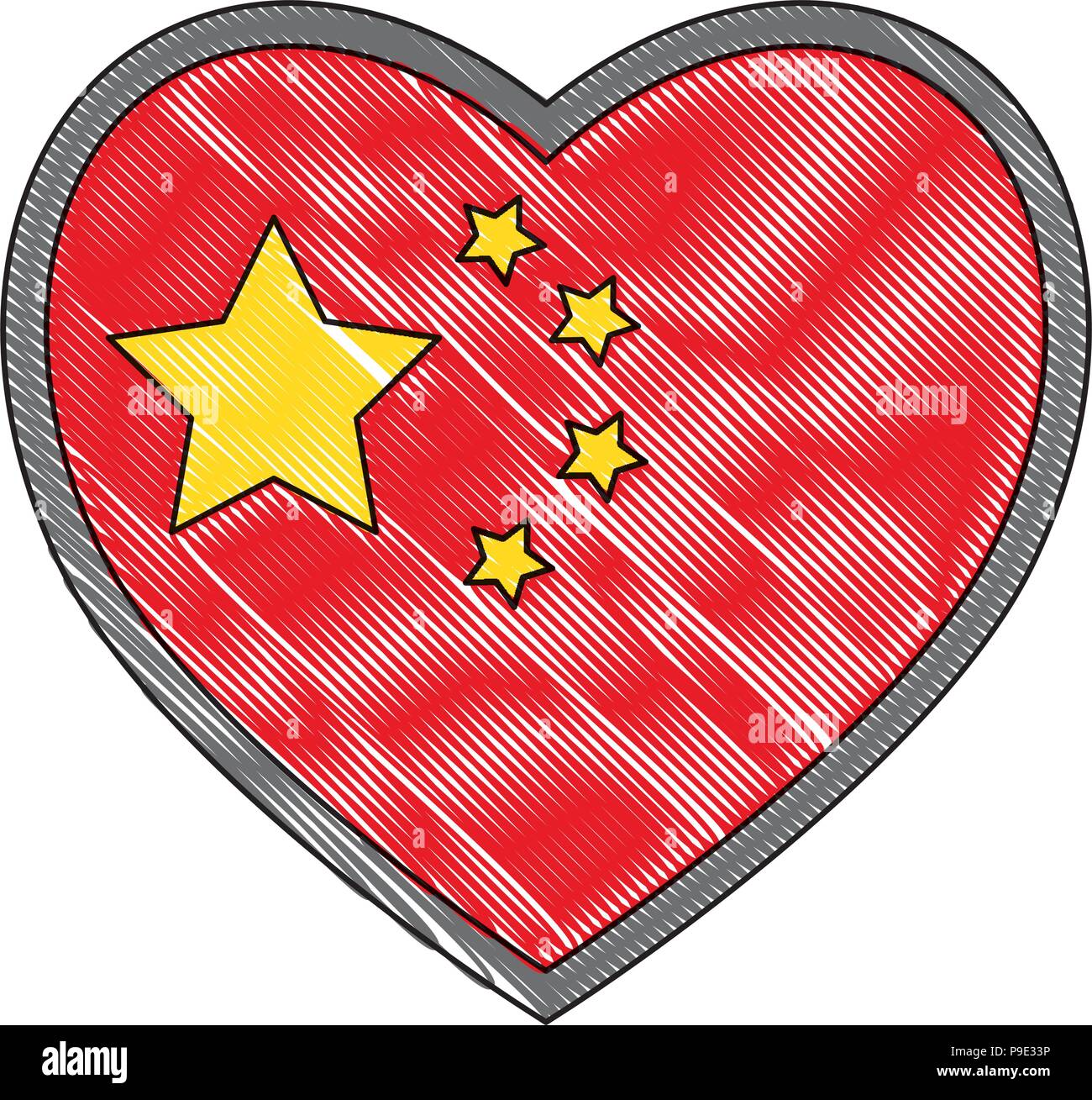 china flag in heart shape icon over white background, vector ...