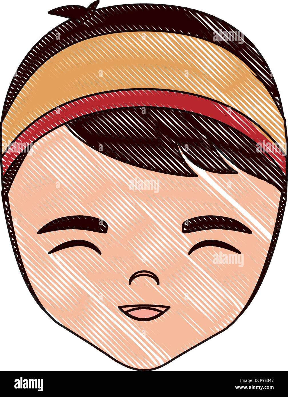 Taiwanese man face icon over white background, vector illustration ...