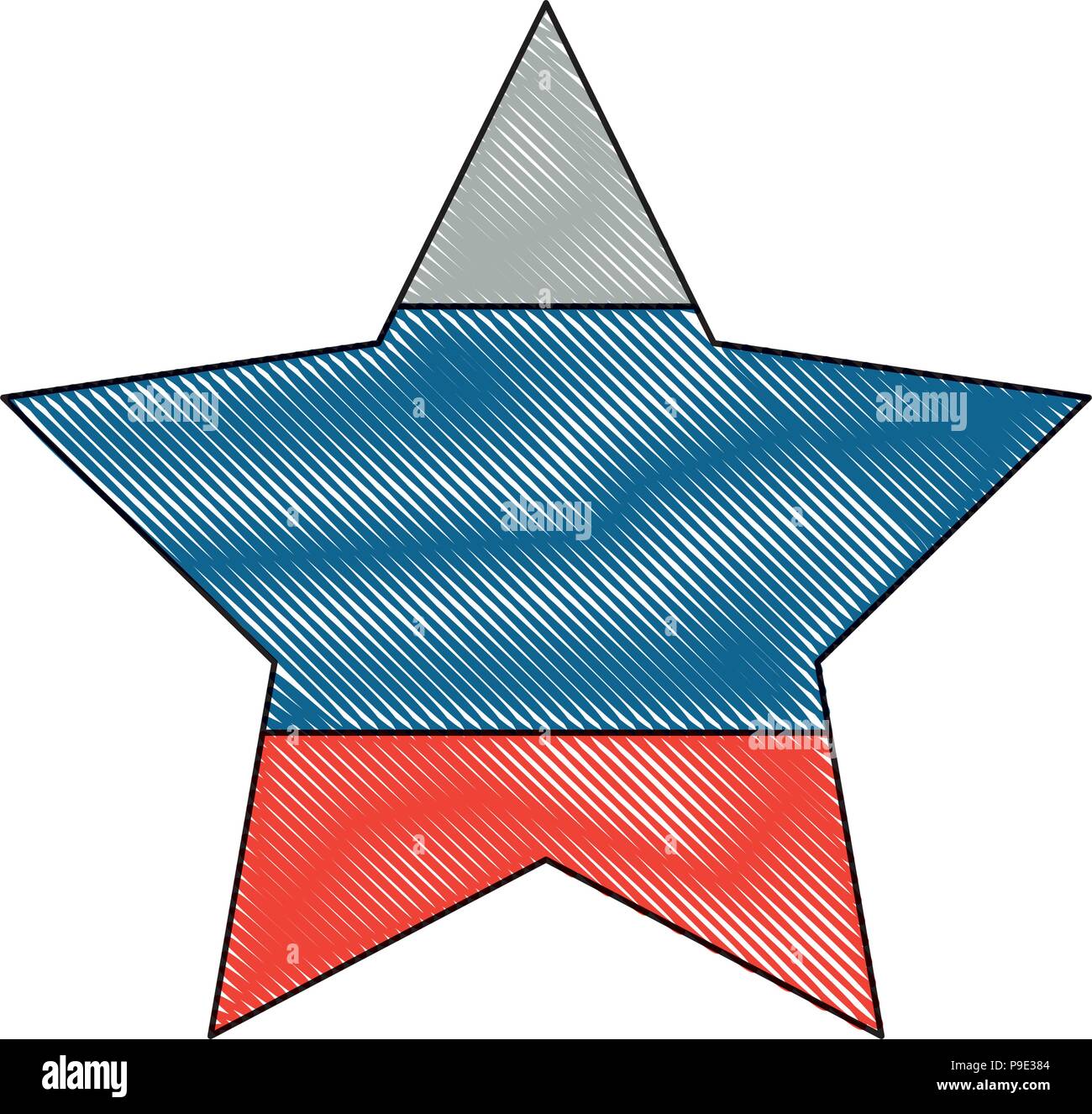 russia flag in star shape over white background, vector illustration ...