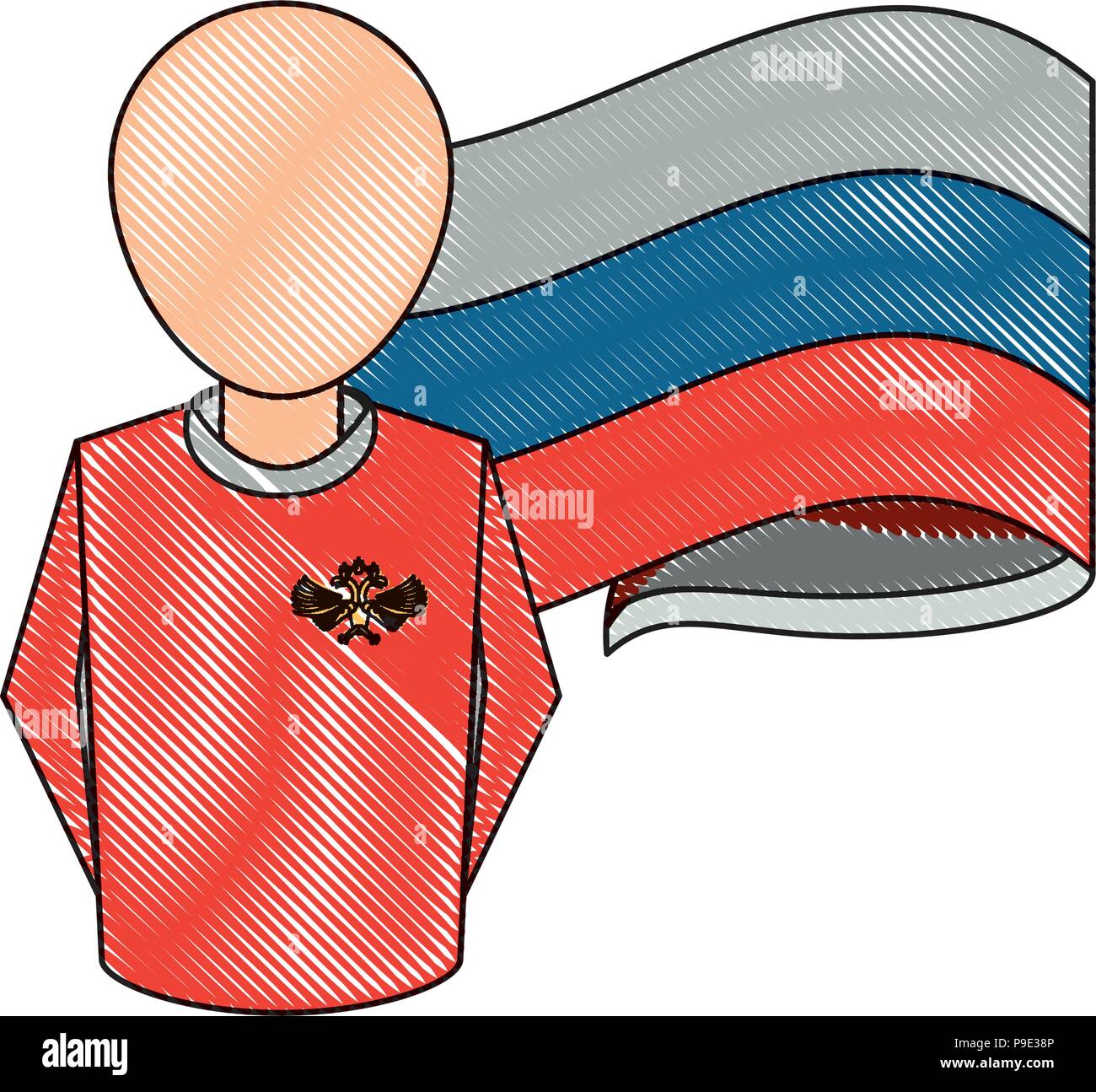 avatar football player and russia flag icon over white background ...