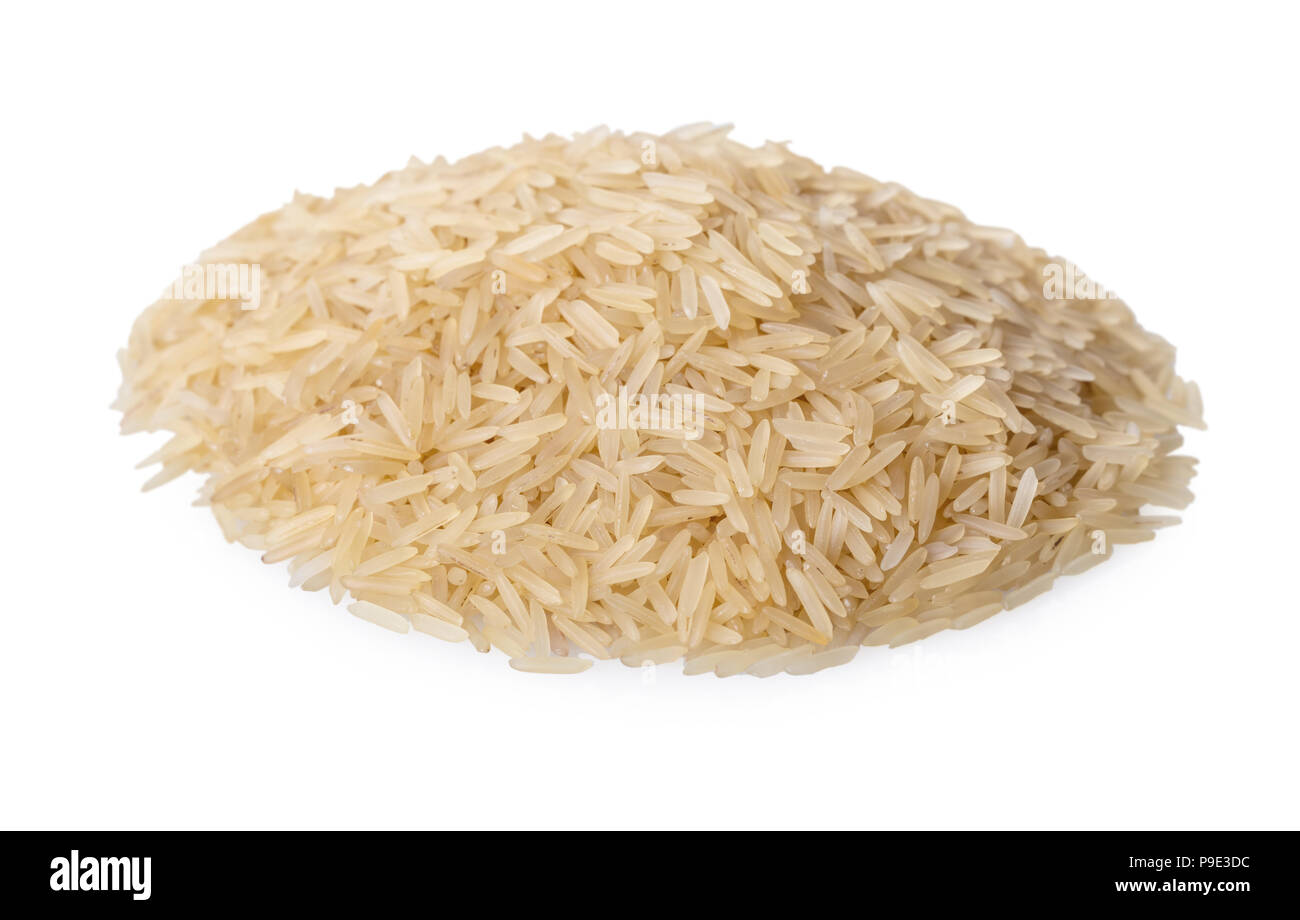 Basmati steamed rice on white isolated background Stock Photo - Alamy