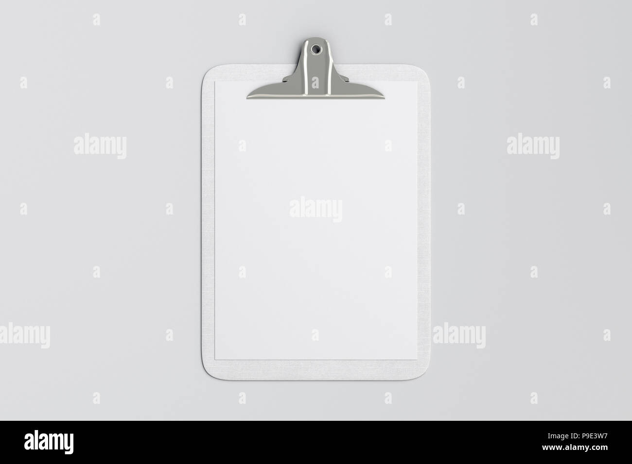 White clipboard with blank white paper pages isolated on white ...