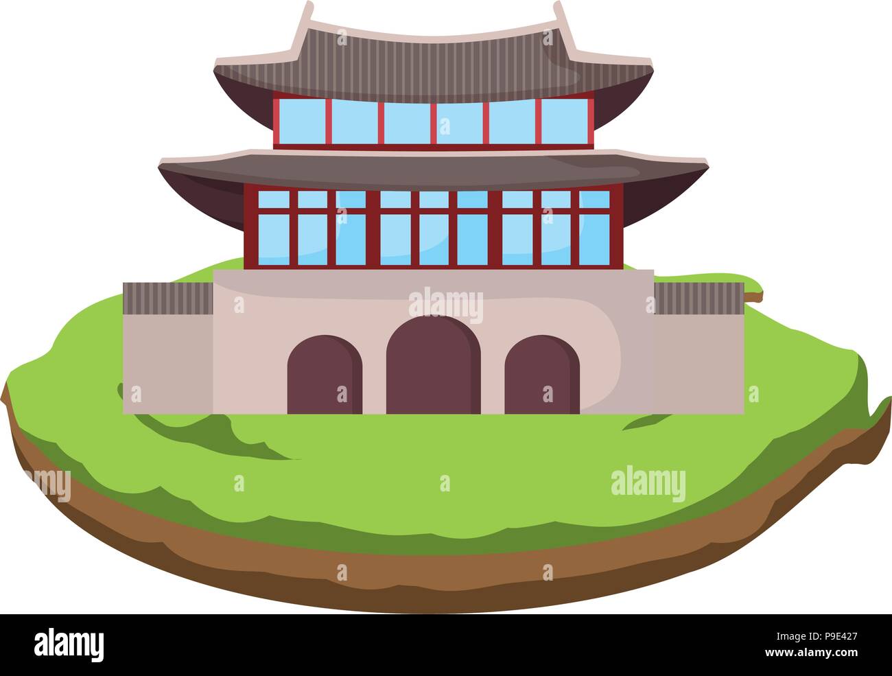 Korean Traditional Castle Building Stock Vector Images - Alamy