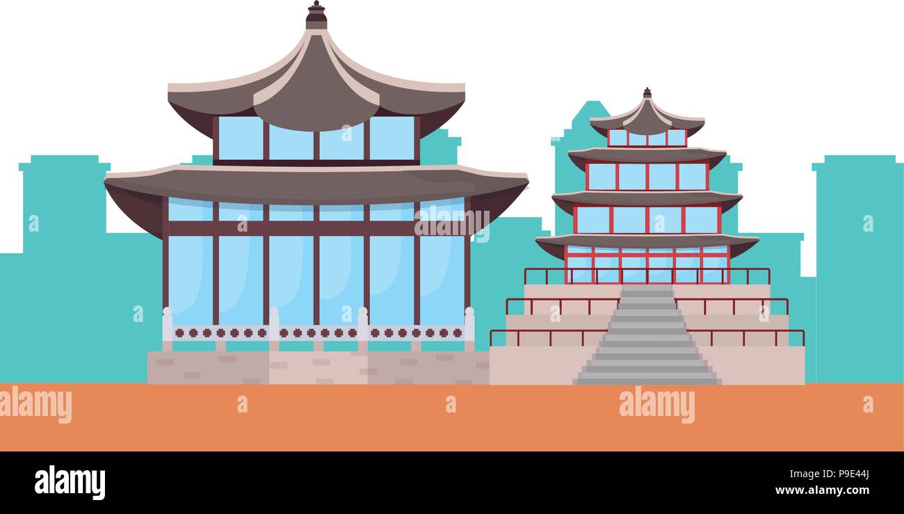 South korea landmarks icon over white background, vector illustration ...