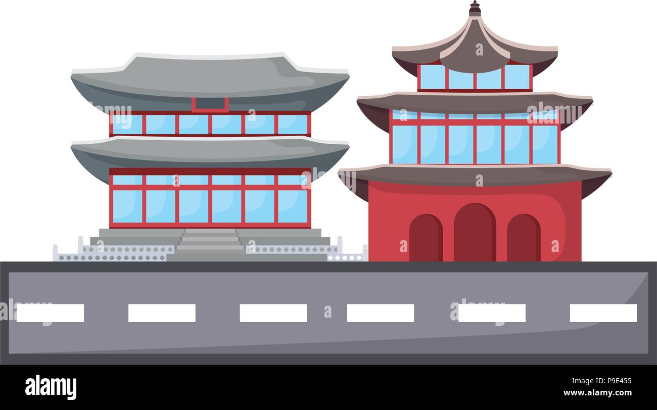 South korea landmarks icon over white background, vector illustration ...