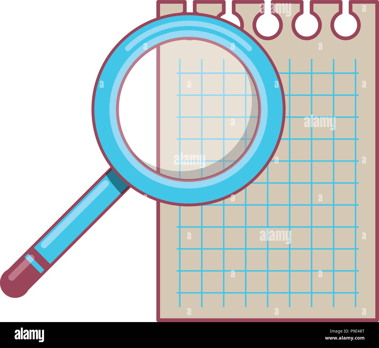 magnifying glass and paper note icon over white background, vector ...