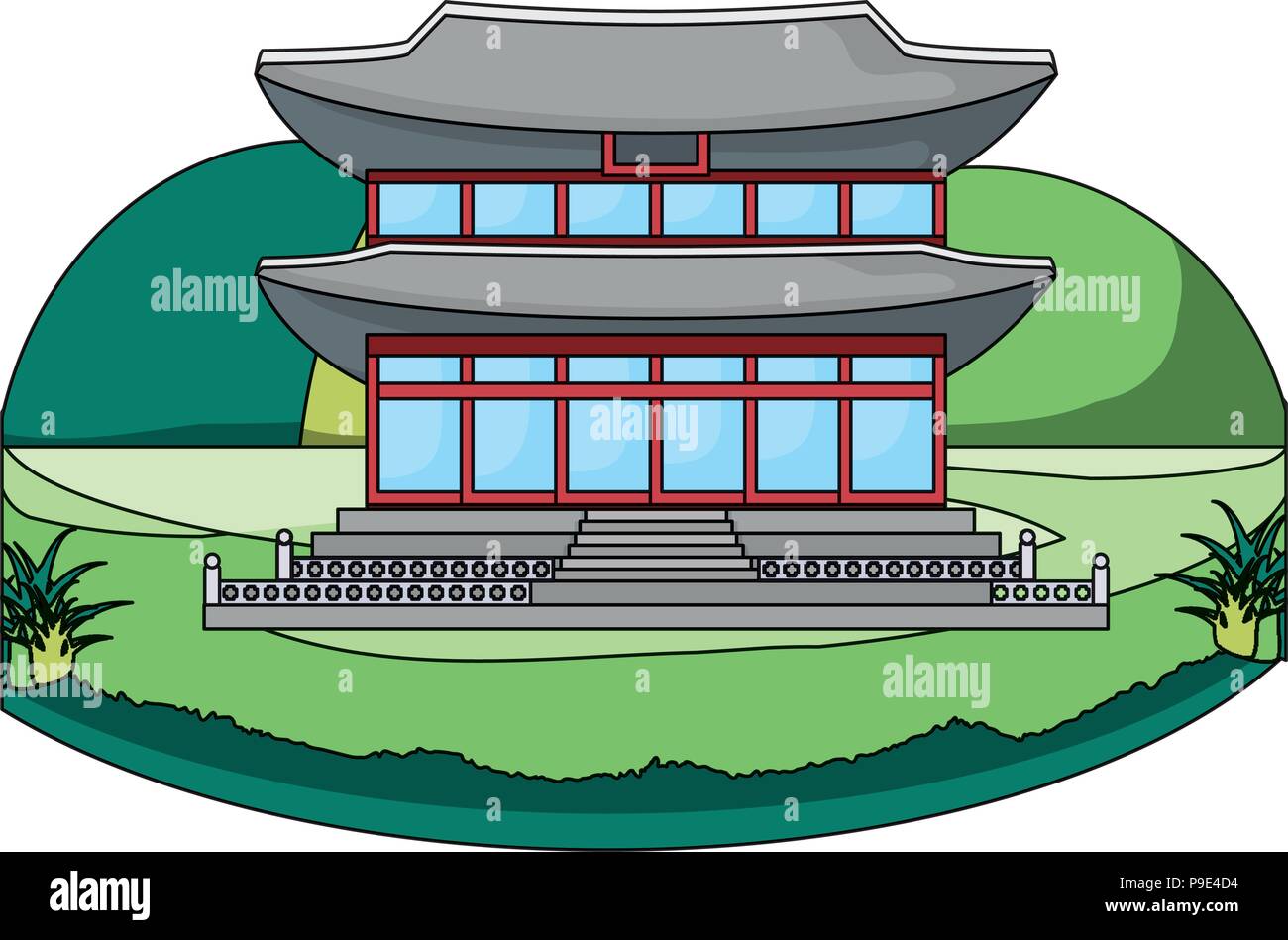 south korea iconic palace icon over white background, vector ...