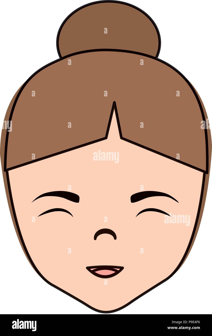 Asian woman face icon over white background, vector illustration Stock ...