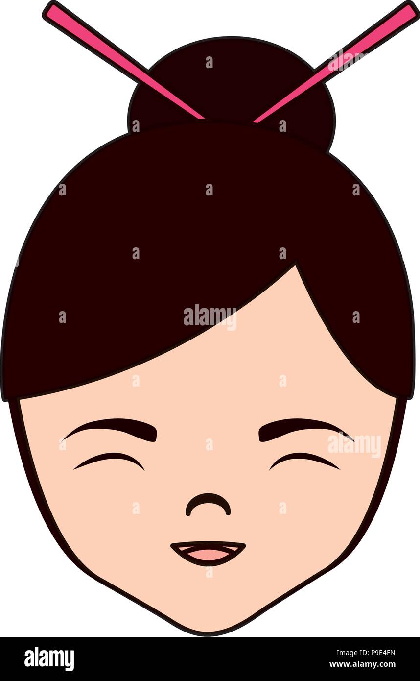 Asian woman face icon over white background, vector illustration Stock ...