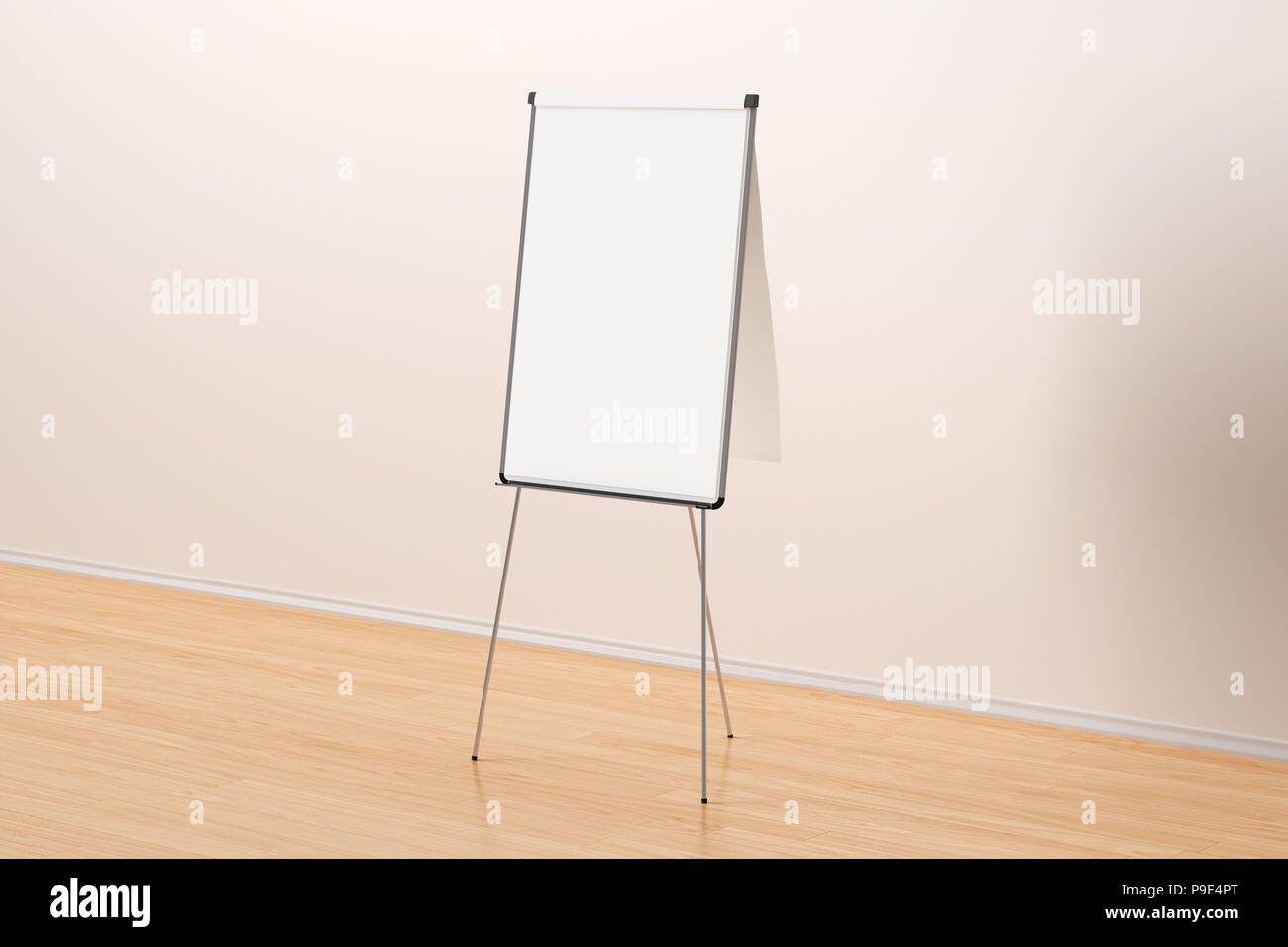 Blank flip chart standing in simple office interior with clipping path ...