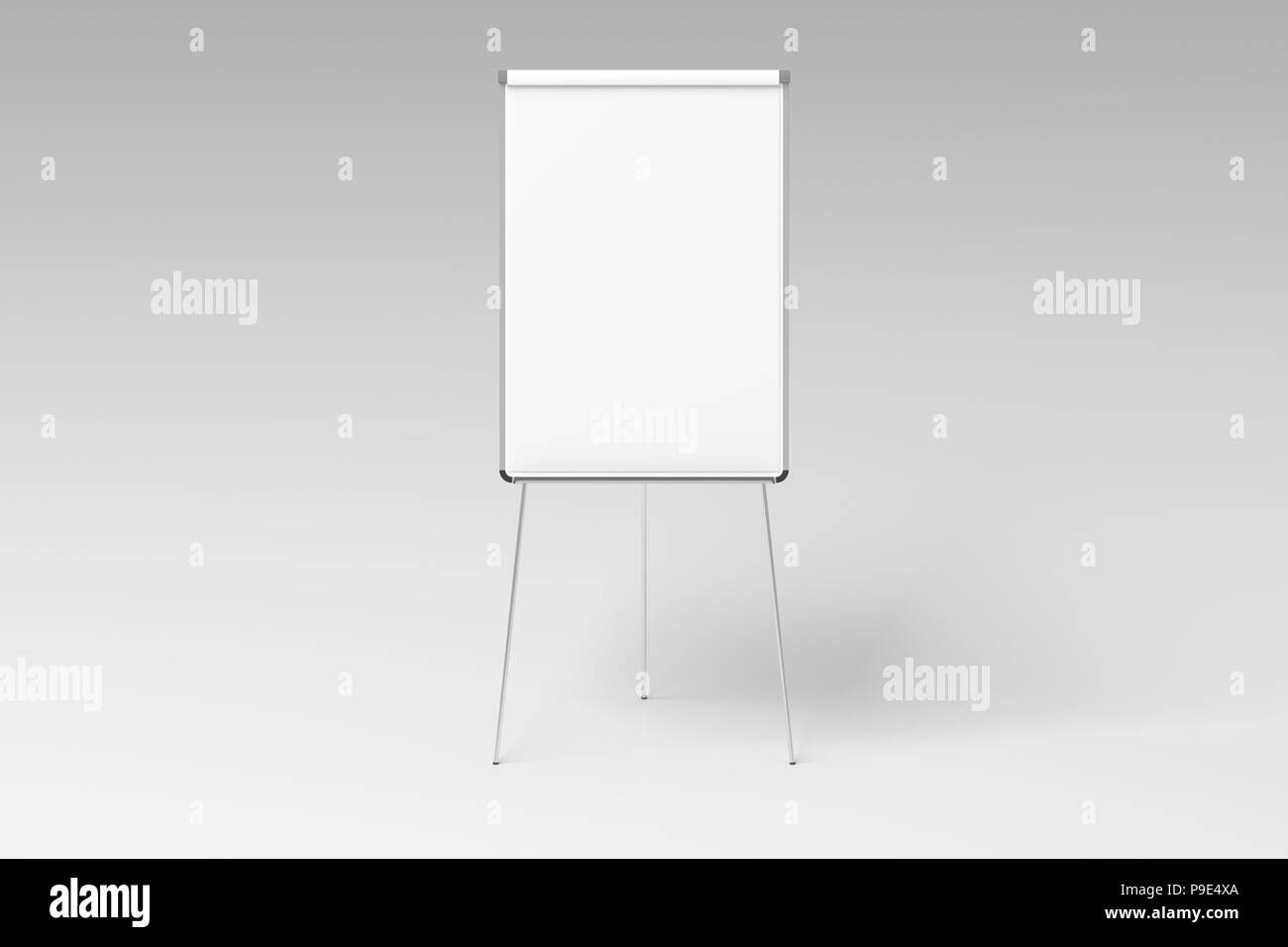 Blank flip chart standing isolated on white background with clipping ...