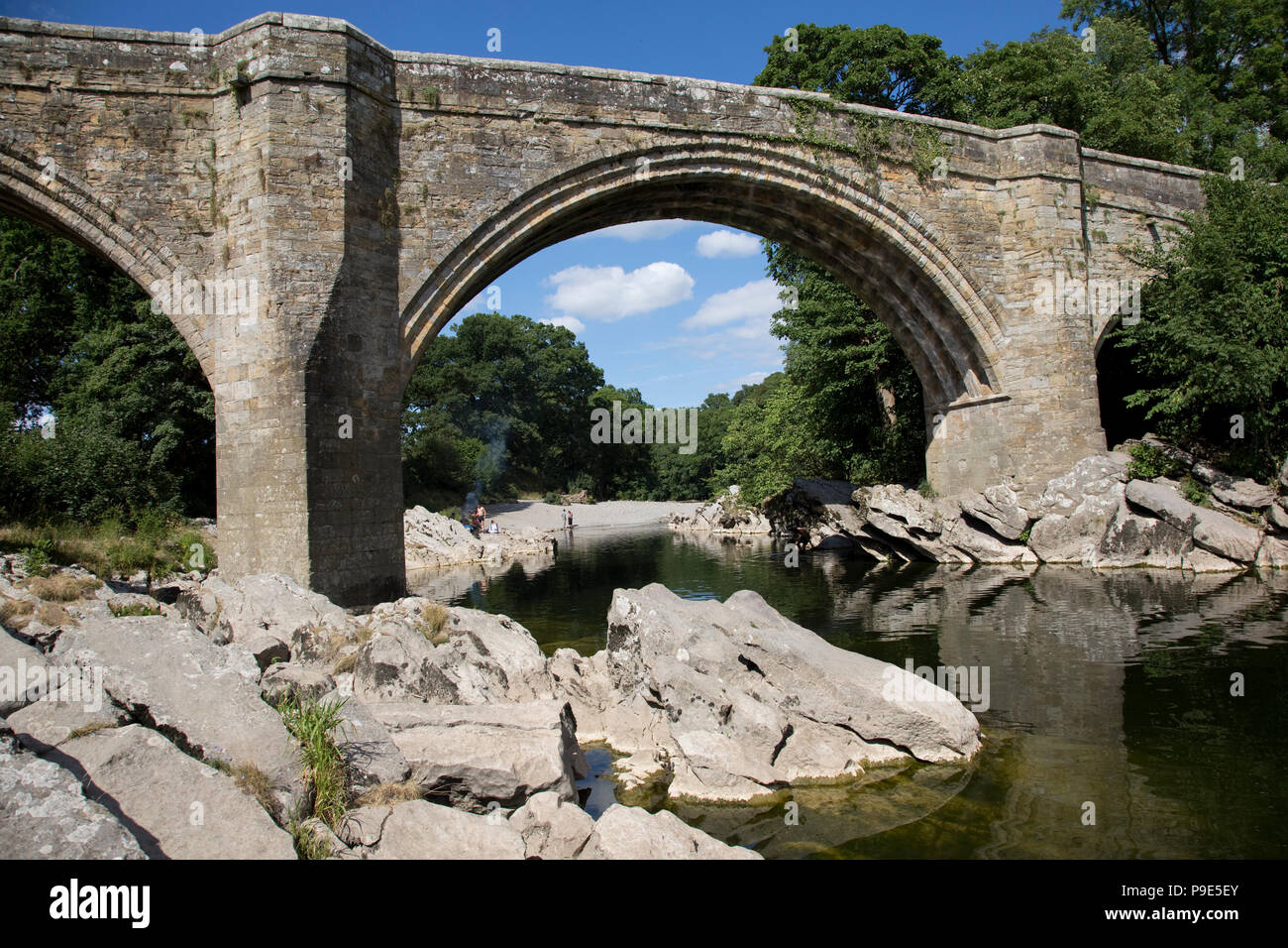 Devils Bridge triple arched bridge built of ashlar sandstone in 14th or ...