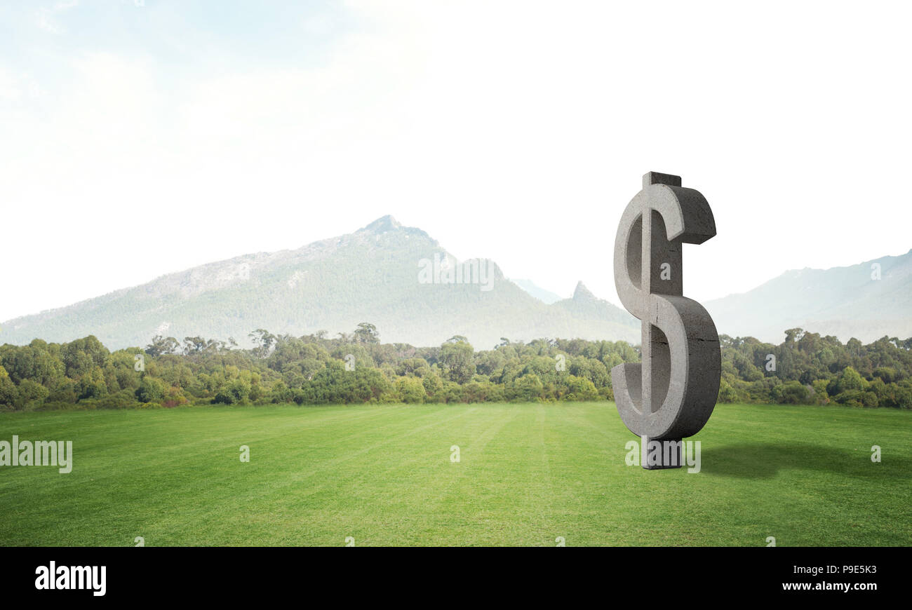 Money making and wealth concept presented by stone dollar symbol on ...