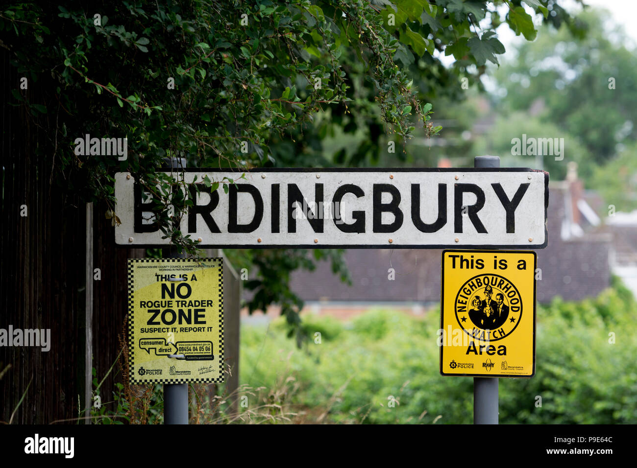 Birdingbury village sign, Warwickshire, England, UK Stock Photo - Alamy