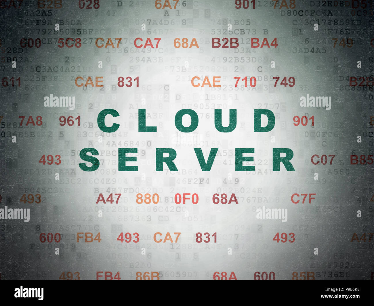 Cloud computing concept: Painted green text Cloud Server on Digital Data Paper background with ...