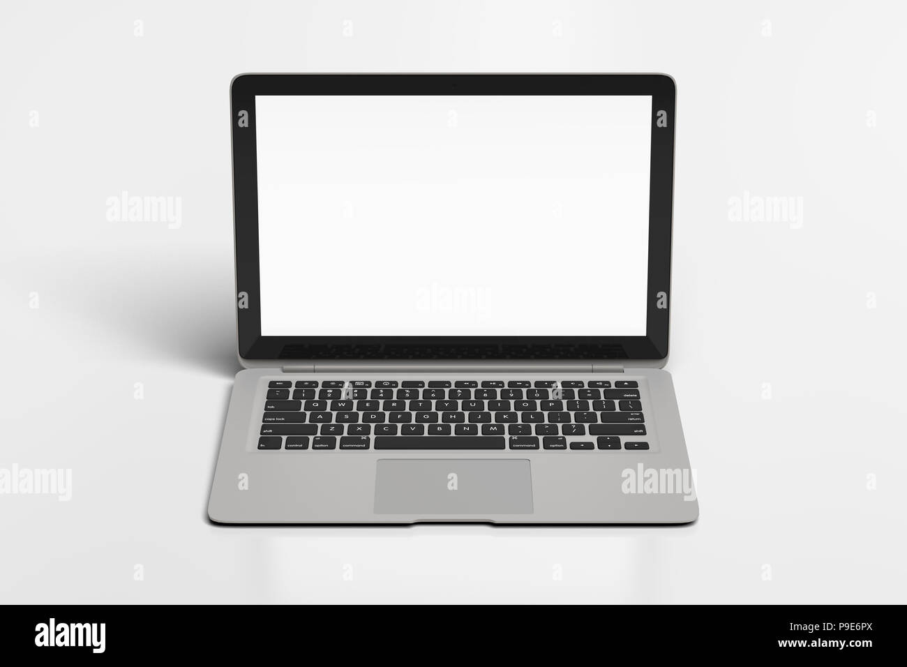 Blank screen laptop isolated on wooden background with clipping path ...