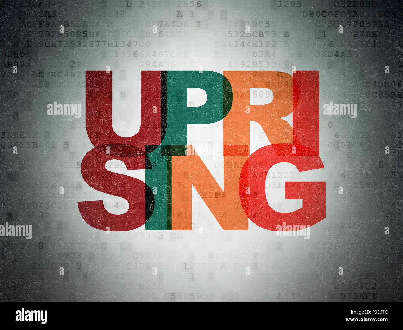 Political concept: Uprising on Digital Data Paper background Stock ...