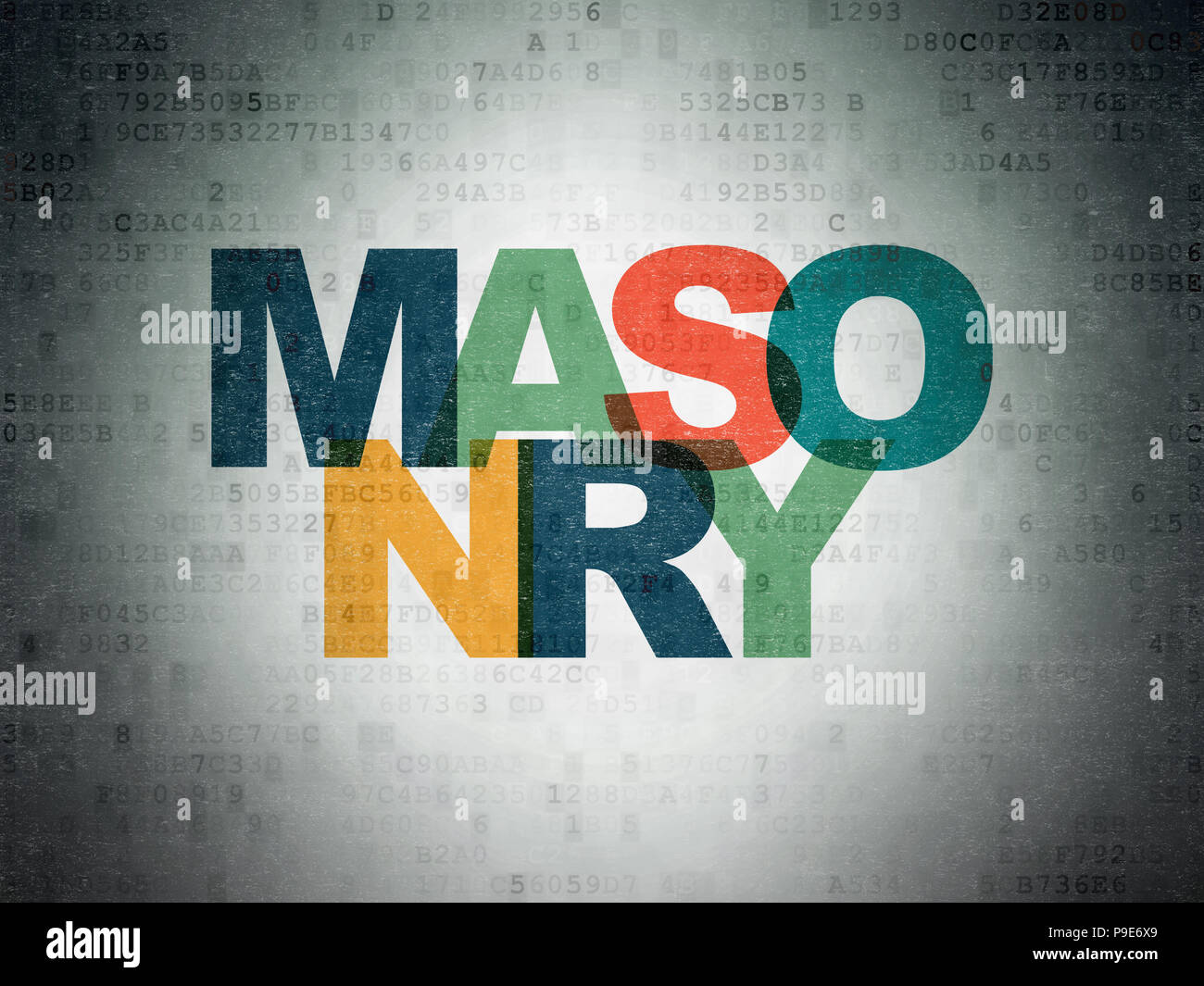 Building construction concept: Masonry on Digital Data Paper background ...