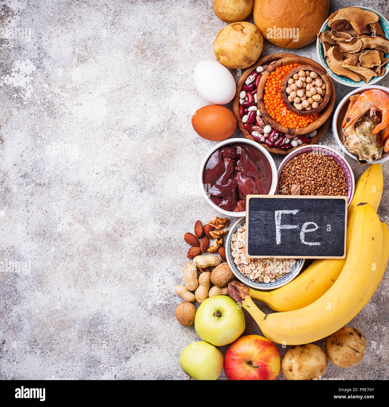 Healthy product sources of iron Stock Photo - Alamy