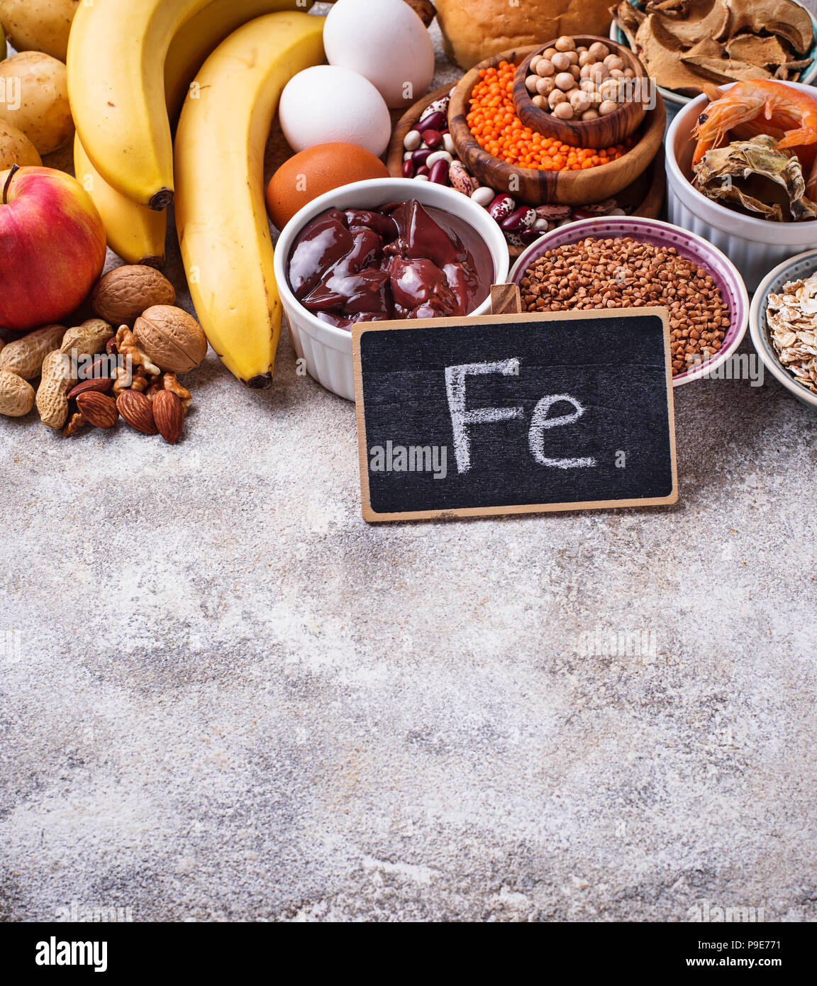 Healthy product sources of iron Stock Photo - Alamy