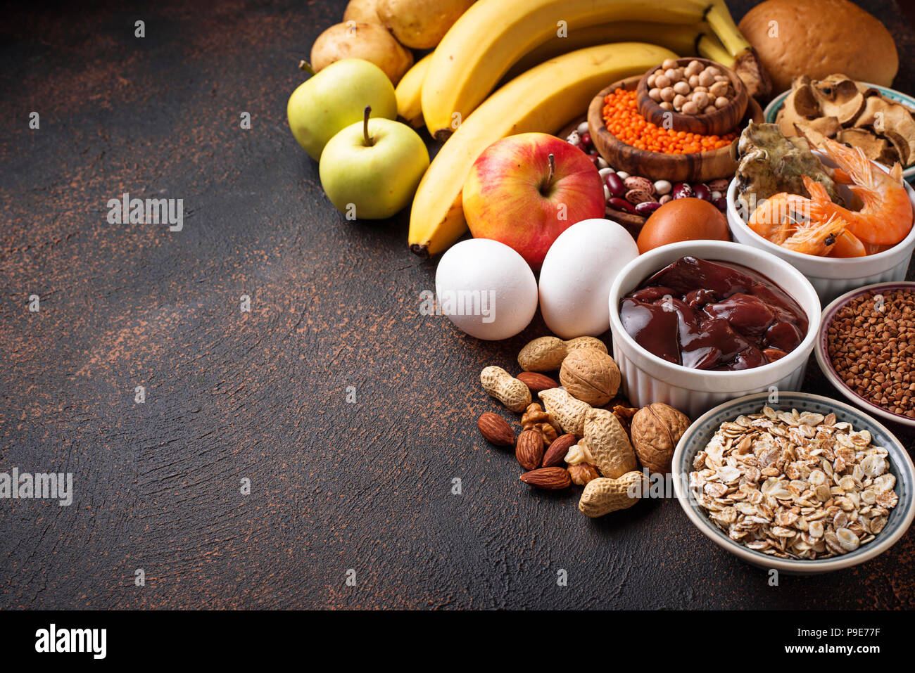 Healthy product sources of iron Stock Photo - Alamy