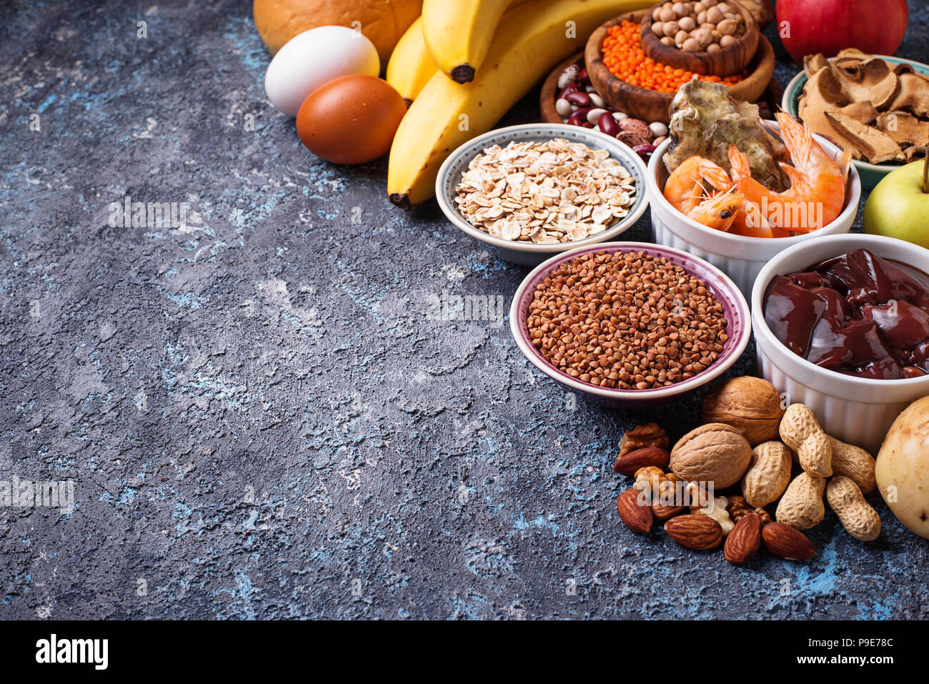 Healthy product sources of iron Stock Photo - Alamy