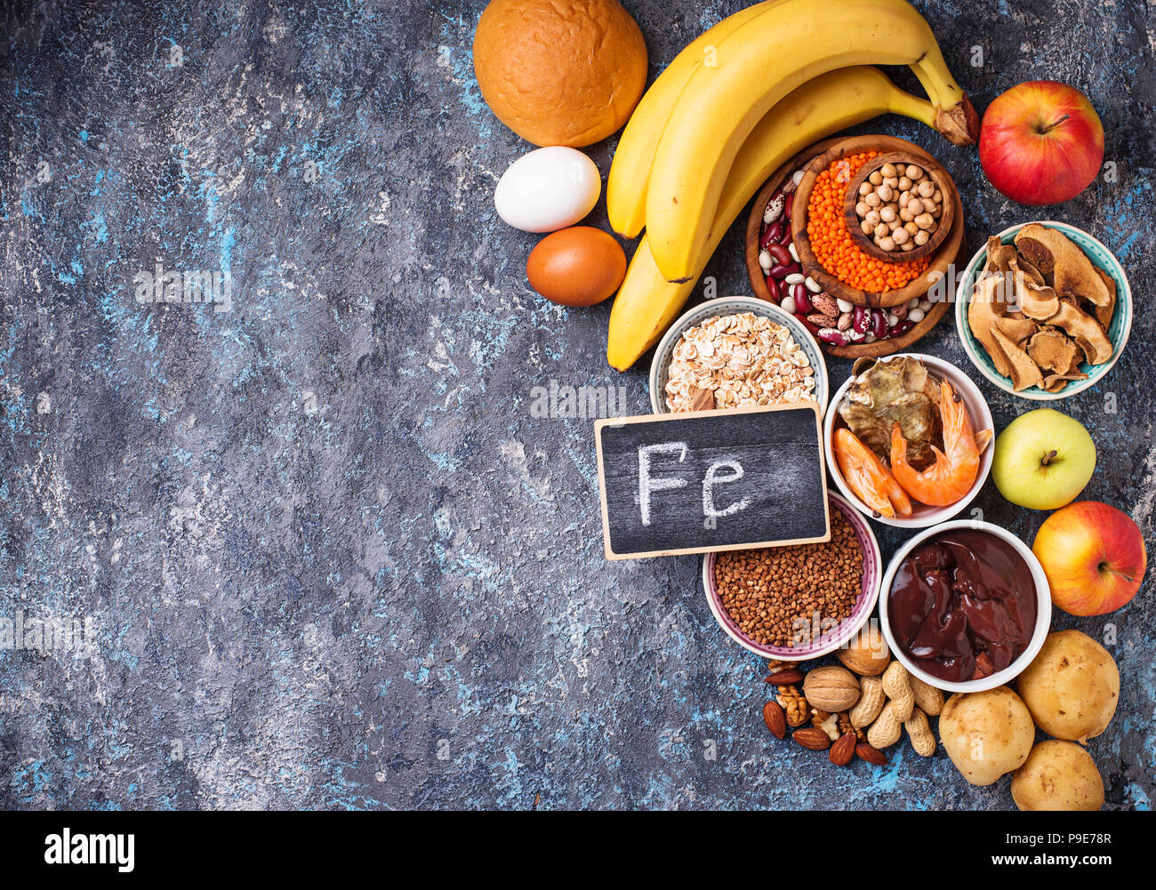 Healthy product sources of iron Stock Photo - Alamy