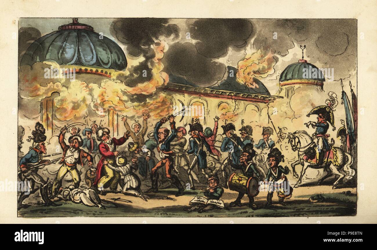 Napoleon Bonaparte directing the burning of the Great Mosque and other ...