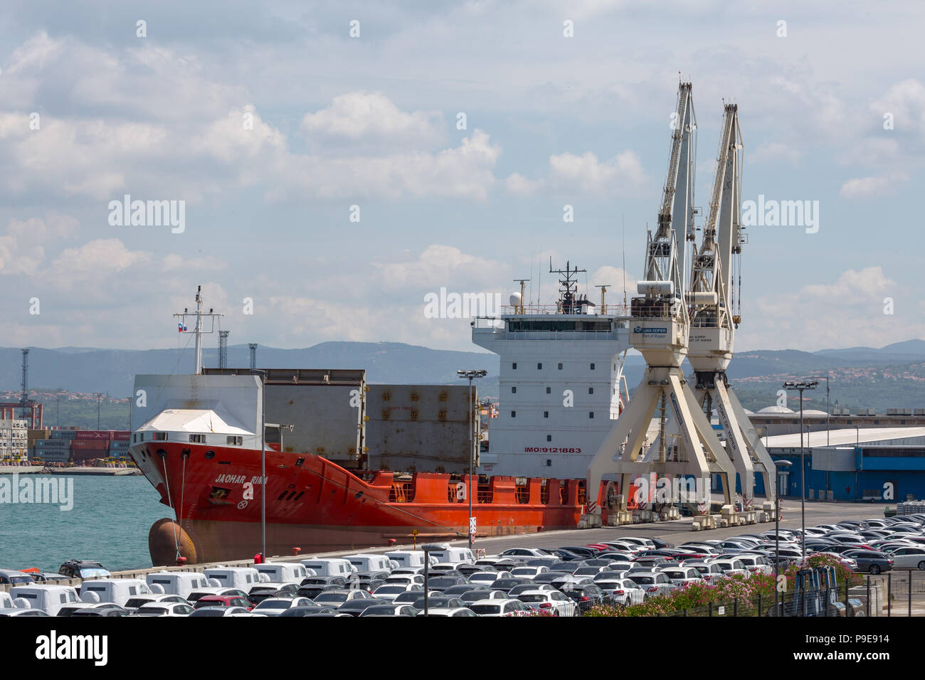 Port container transport, shipping Stock Photo - Alamy
