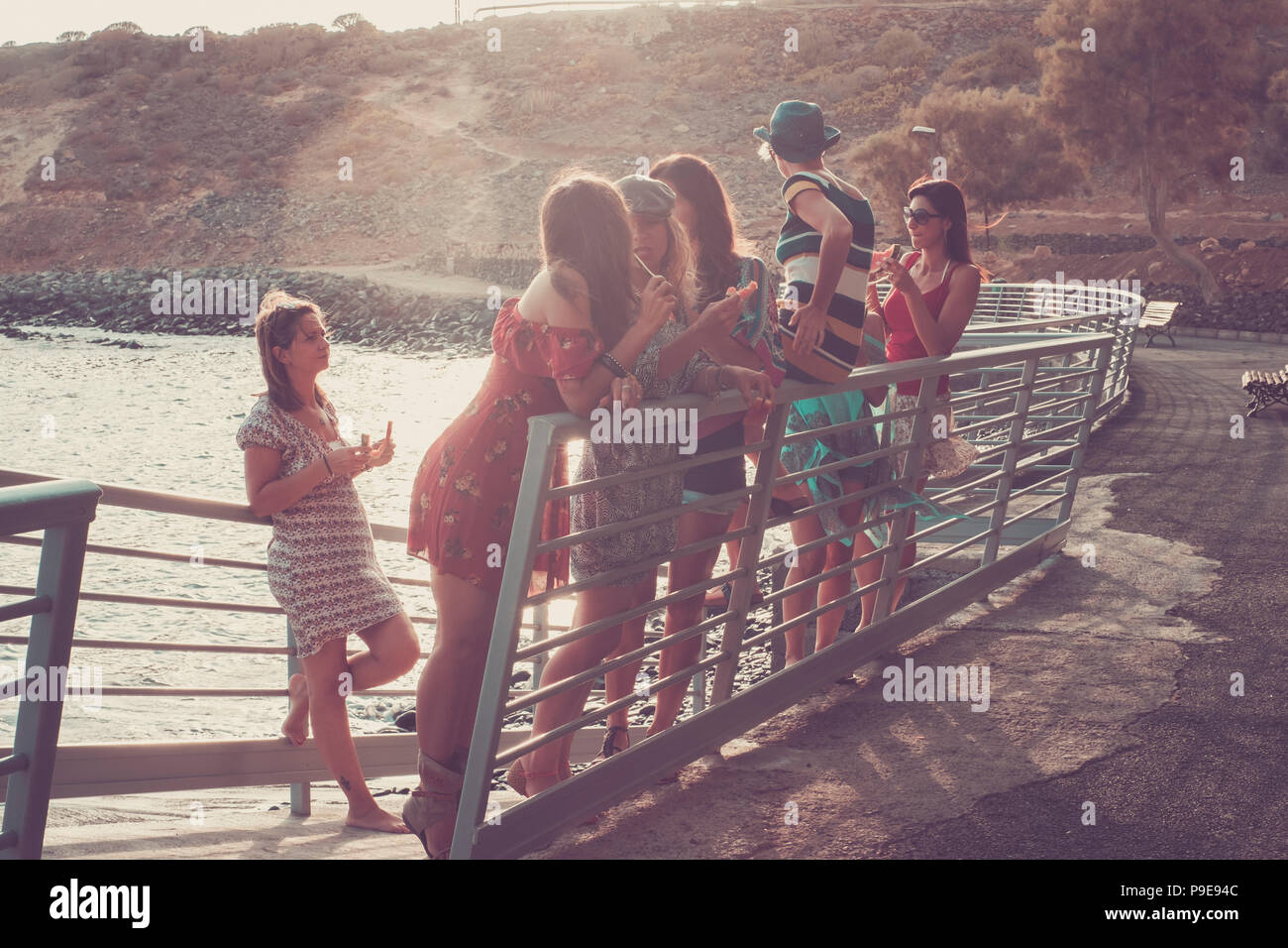 Group Of Seven People Standing High Resolution Stock Photography and ...