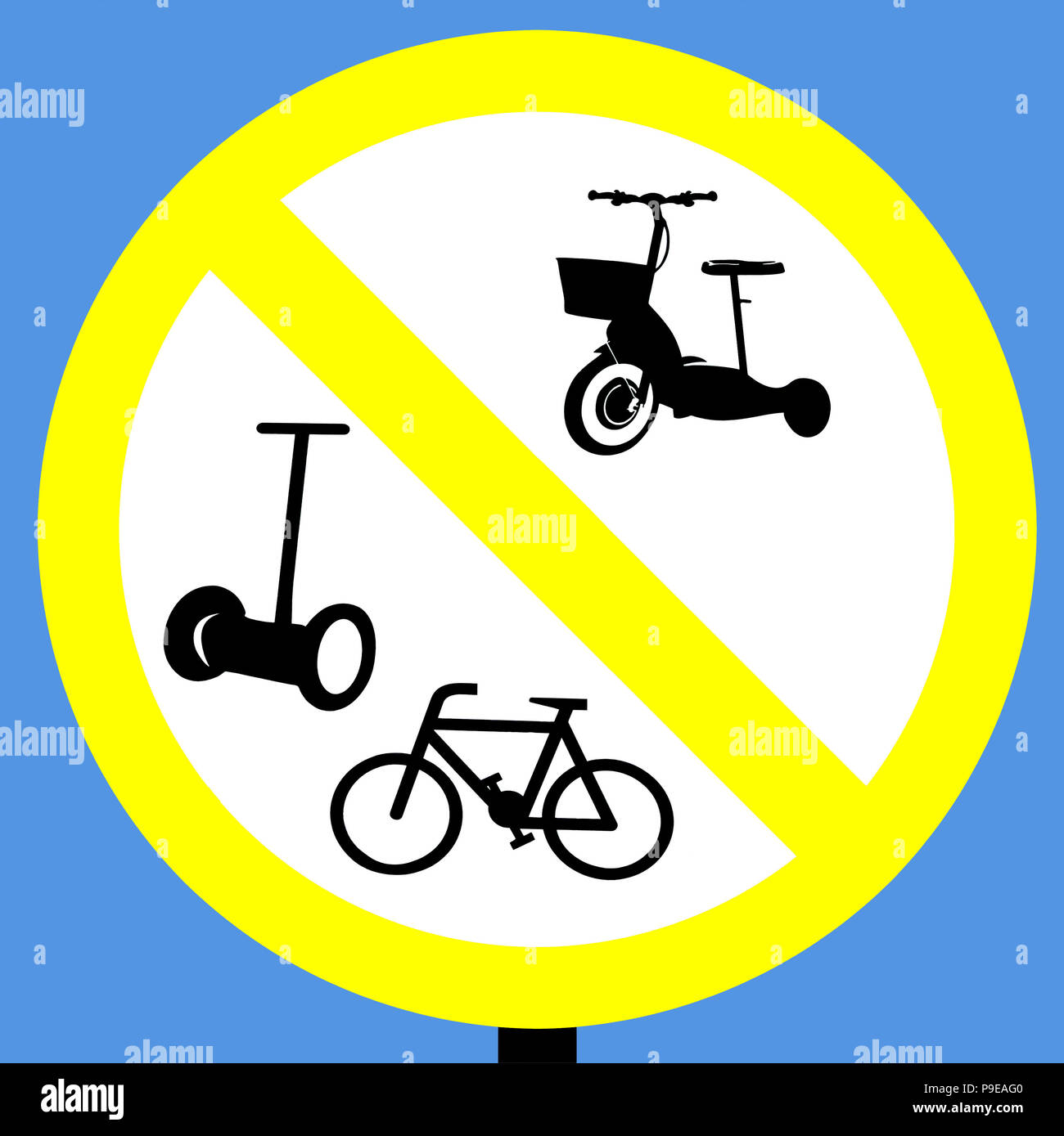 No cycles scooters and segways sign in a pedestrian zone Stock Photo ...