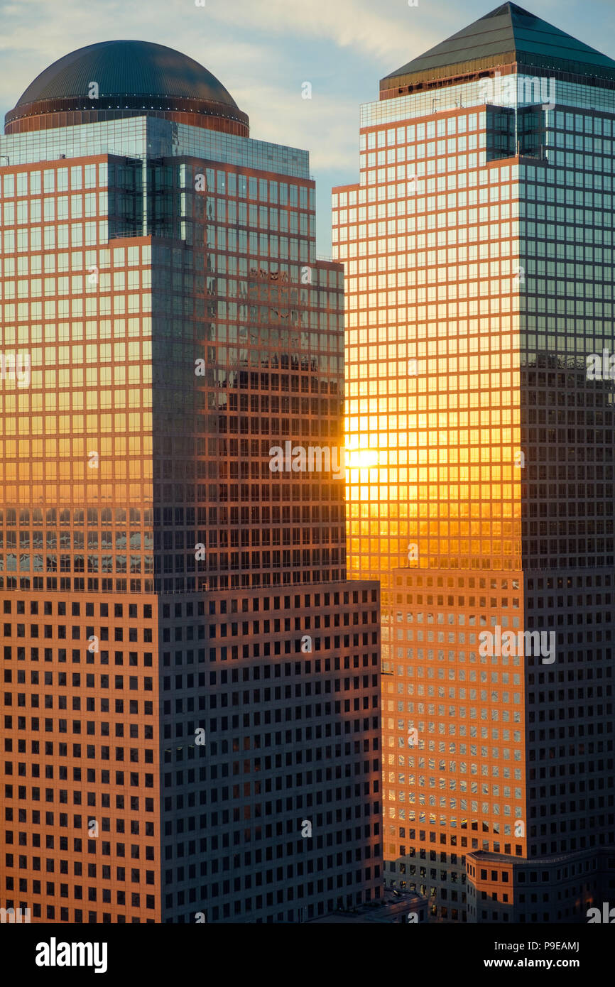 World trade center and surrounding offices, high level view with ...