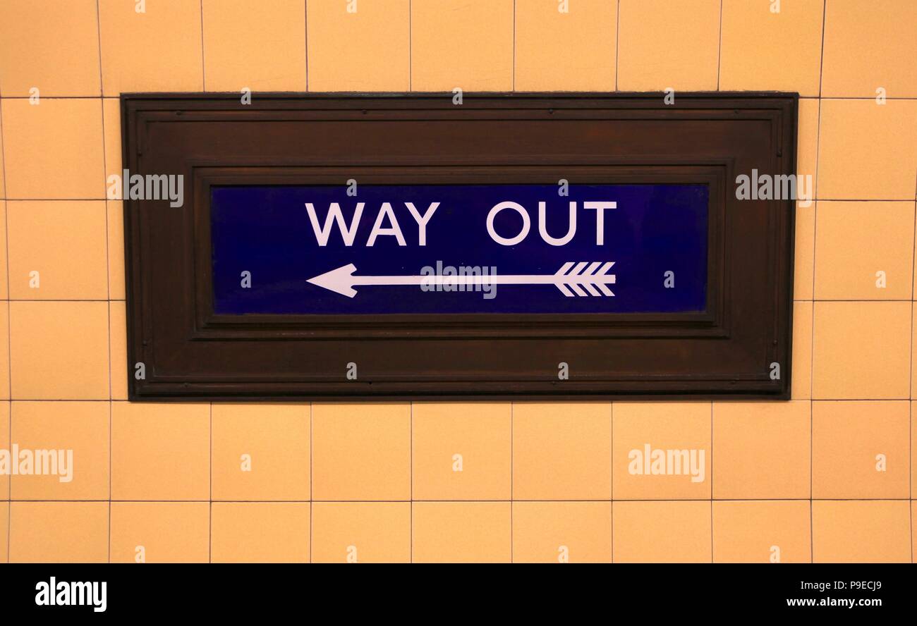 Way Out Sign in Southgate Underground Station (Pointing Left Stock ...