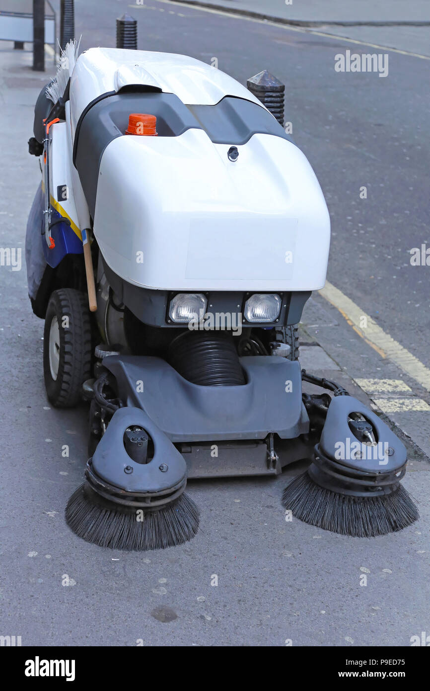 Street sweeper cleaning vehicle for pavements Stock Photo - Alamy