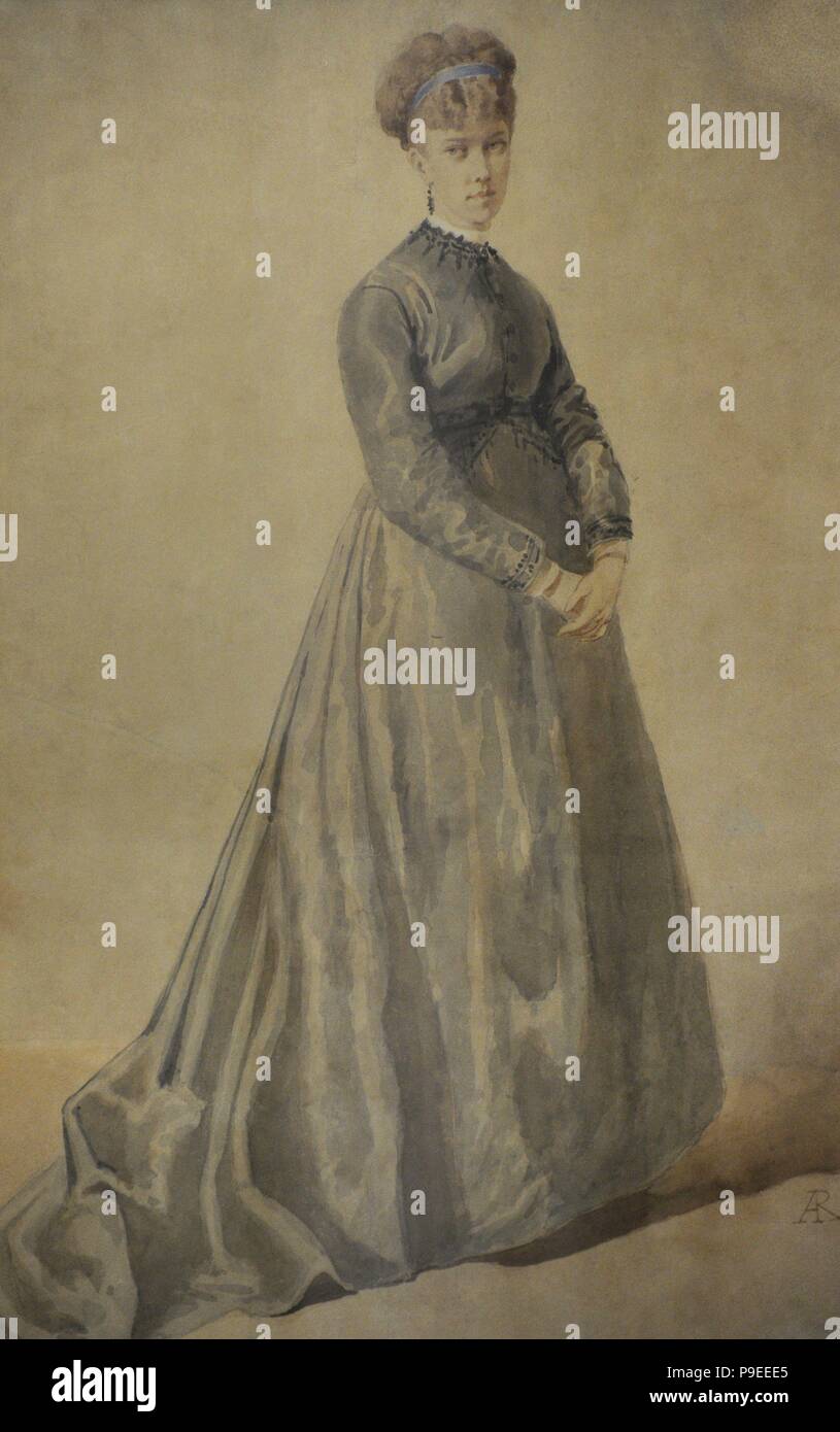 Portrait of Mrs. Giorcke, 1871. Painting by Alfred Isidore Romer ...