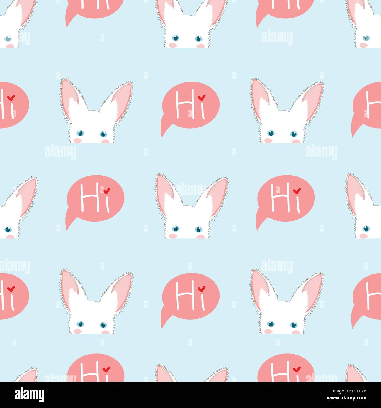 White Rabbit Sneaking on Blue Background. Vector Illustration Stock ...