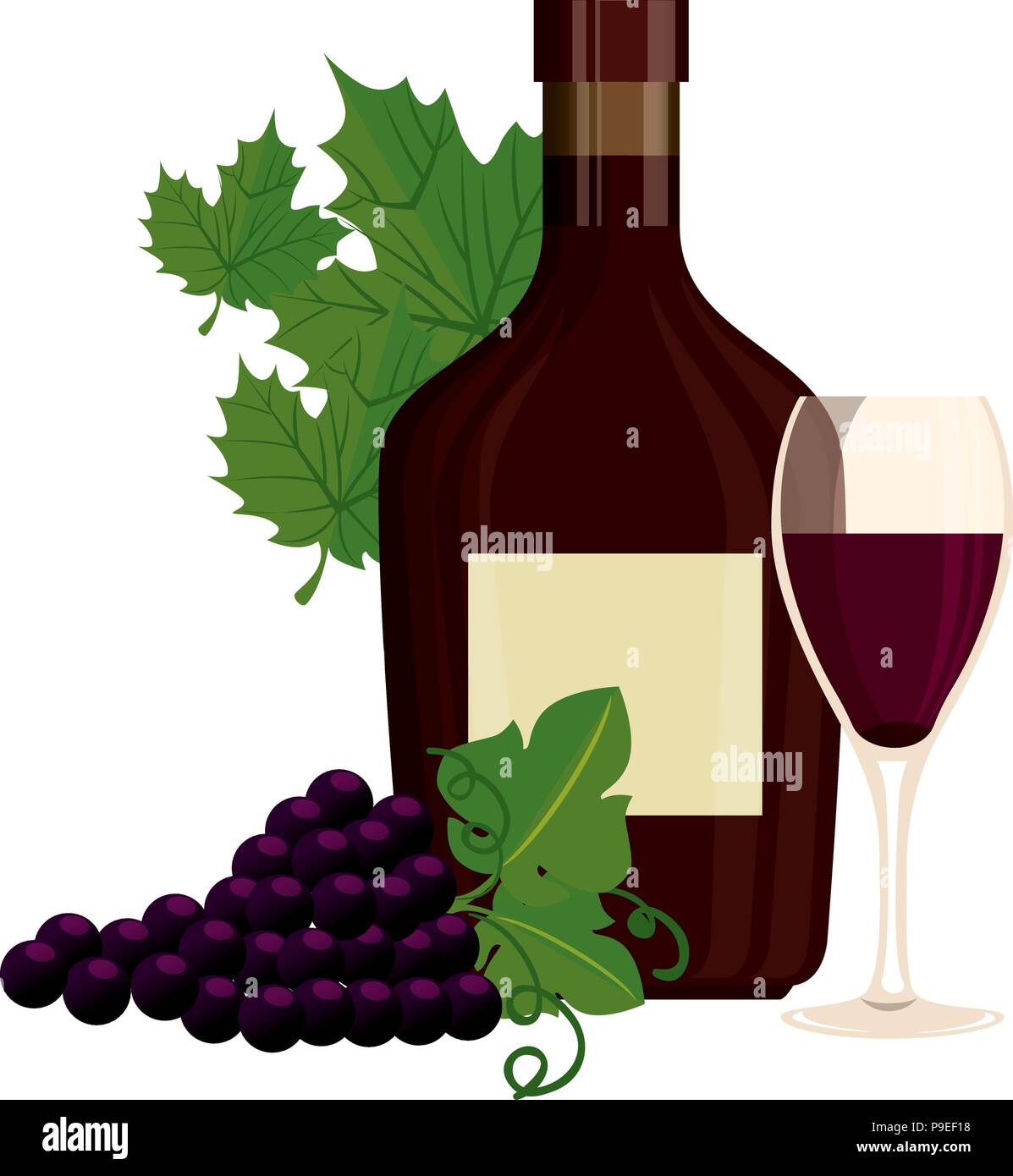 wine bottle and cup with grapes Stock Vector Image & Art - Alamy
