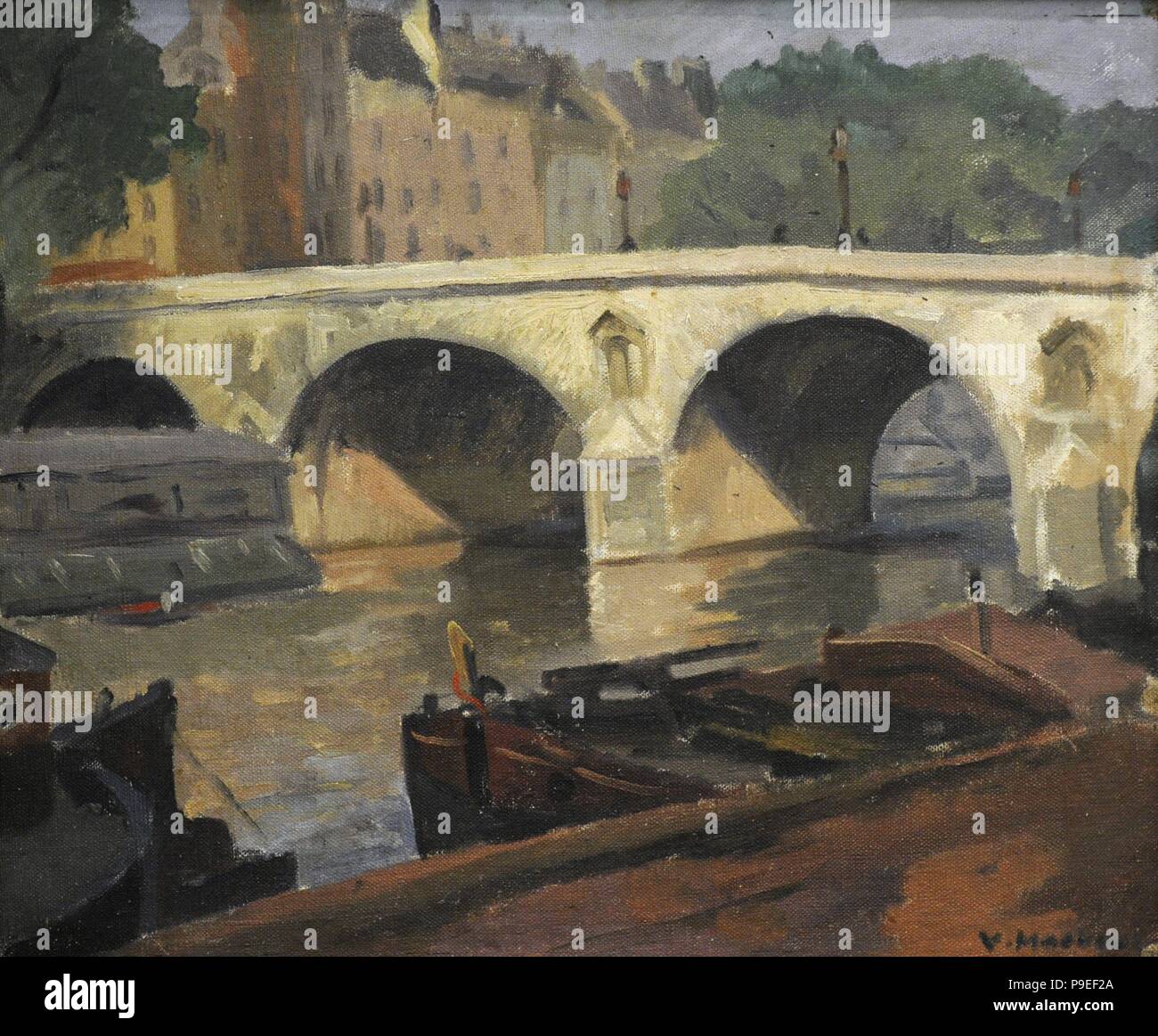 Vytautas Mackevicius (1911-1991). Lithuanian painter. Bridge in Paris ...